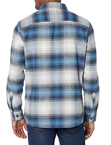 Pendleton Men's Long Sleeve Super Soft Burnside Flannel Shirt, Blue/Grey/Beige Plaid, Large
