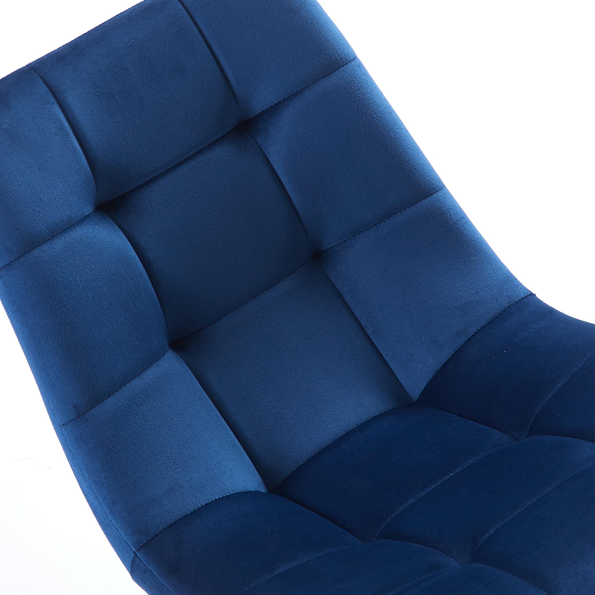 NORDICANA Navy Blue Velvet Dinner Chairs Set of 4, Modern Armless Biscuit Tufted Dining Side Chairs with Metal Legs for Kitchen Living Room Vanity