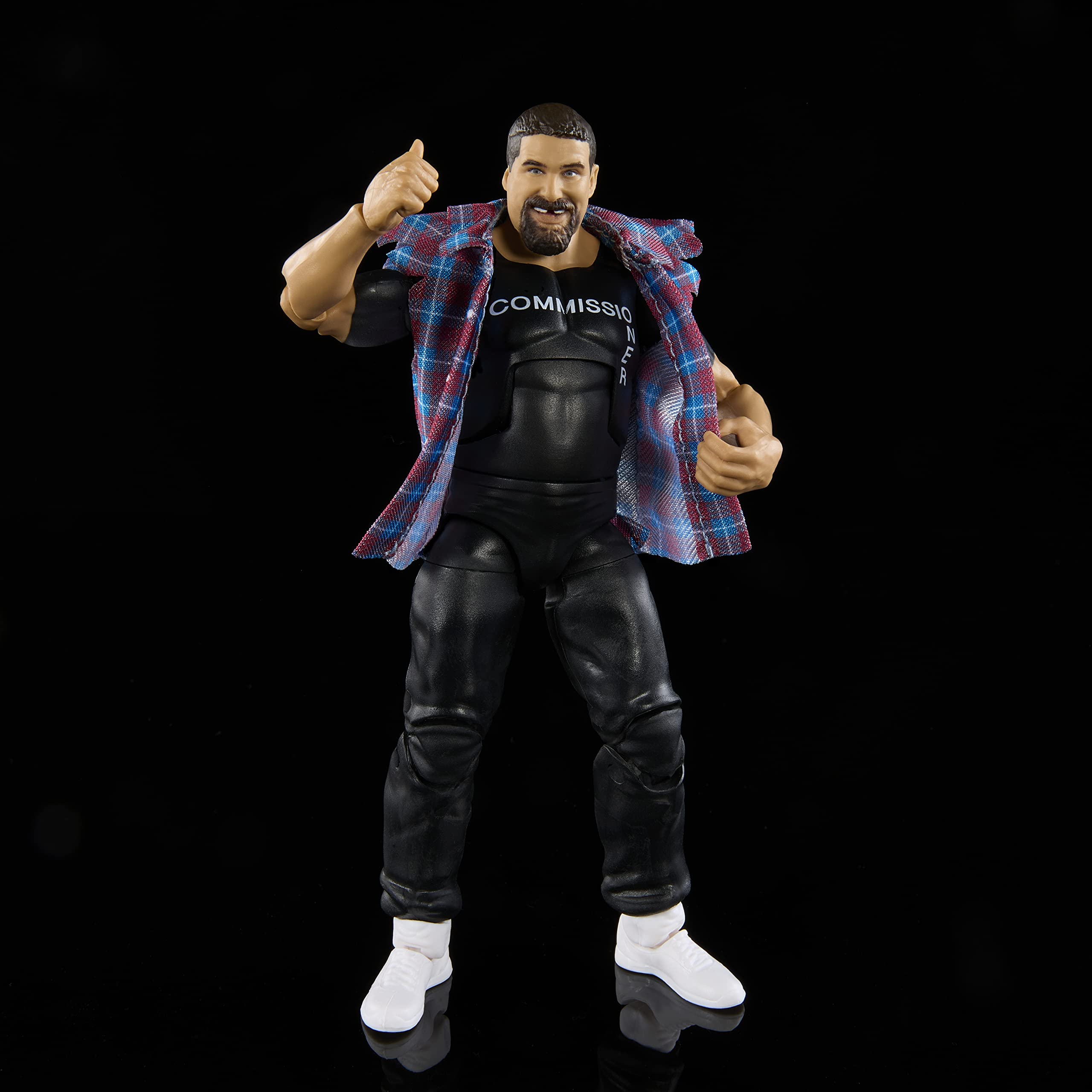Mattel WWE Elite Collection Action Figure & Accessories, Series #102 Commissioner Foley 6-inch Collectible with 25 Articulation Points & Swappable Hands