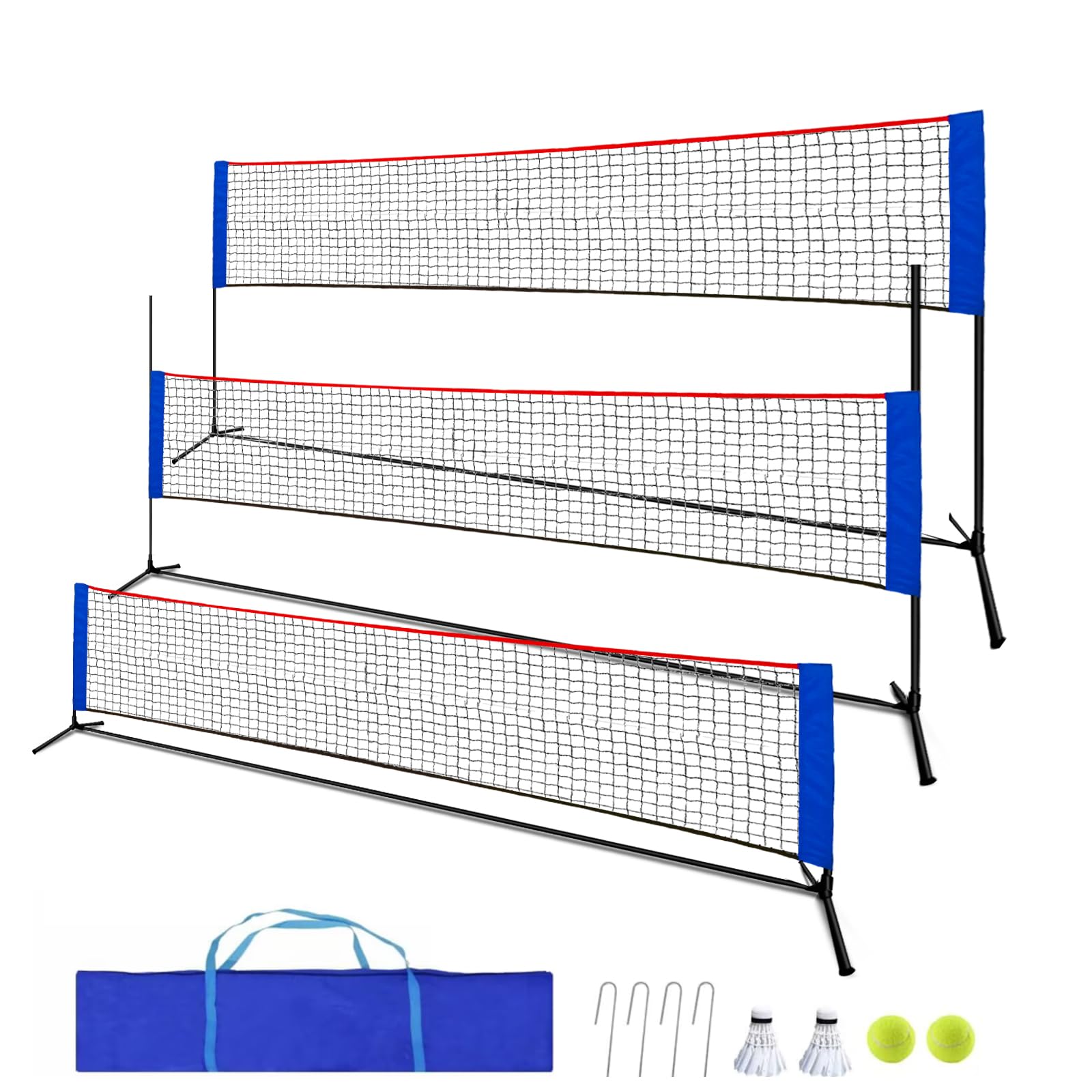 Kapler Height Adjustable Tennis Net - Kids Volleyball Badminton Pickleball Net for Driveway Beach