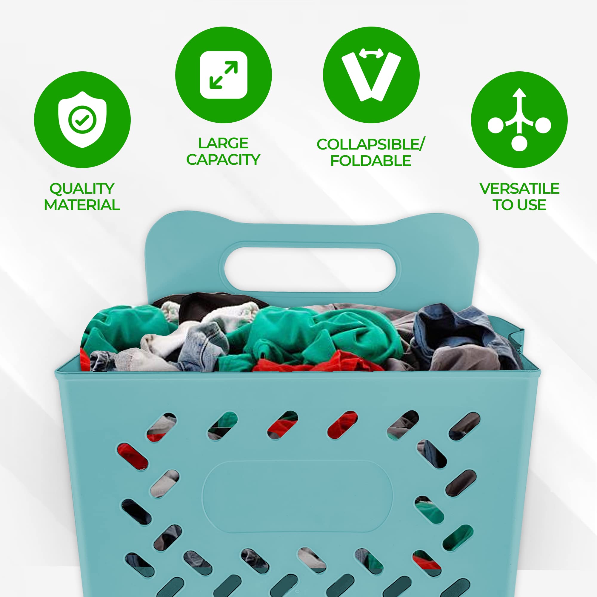 COZYVIBE Foldable Plastic Laundry Basket, Durable and Lightweight, Ideal for Home Storage