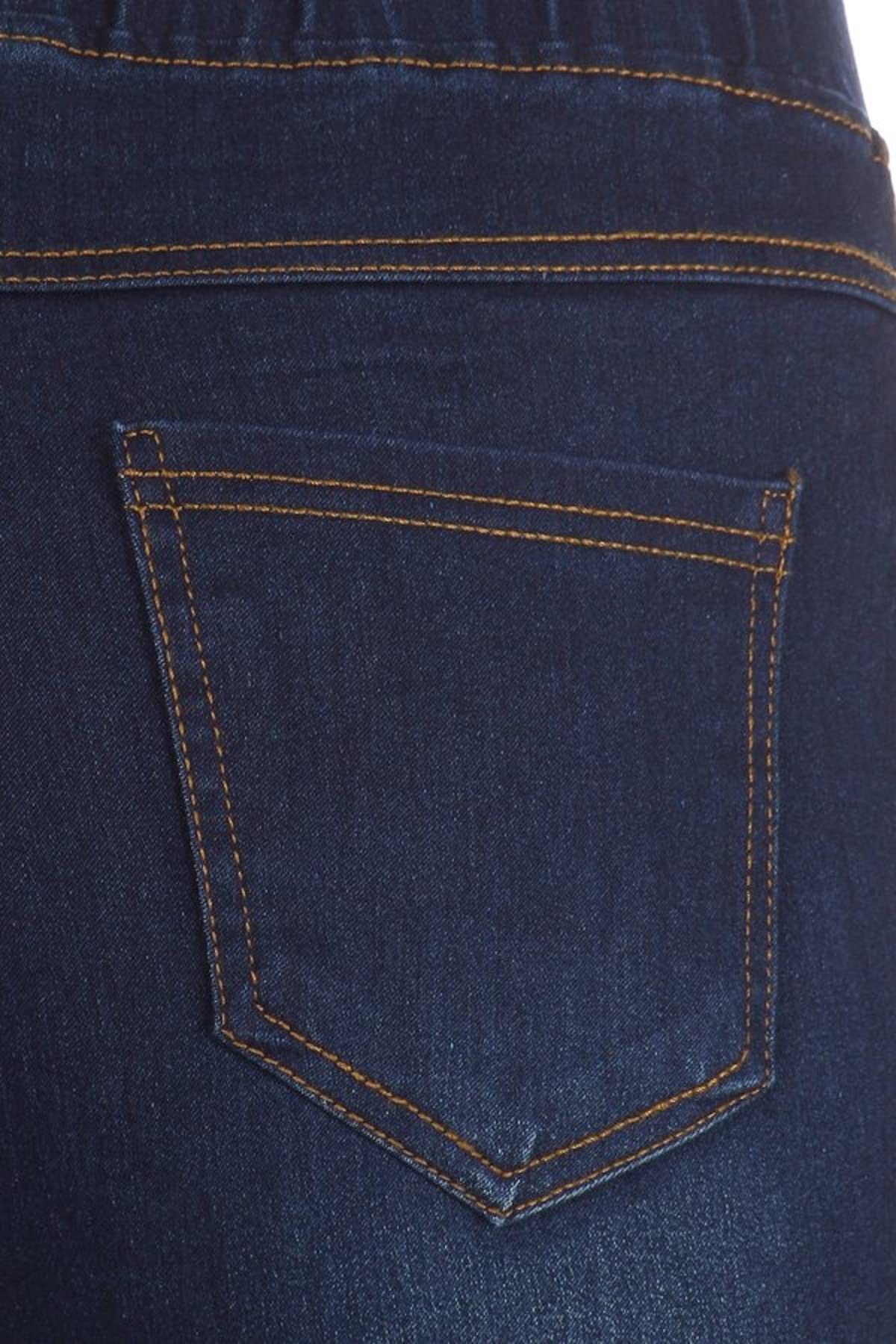 Women's Capris Jean Skinny Pull-On Denim Capri Pants for Women Cropped Jeans Size XL Dark Blue Denim