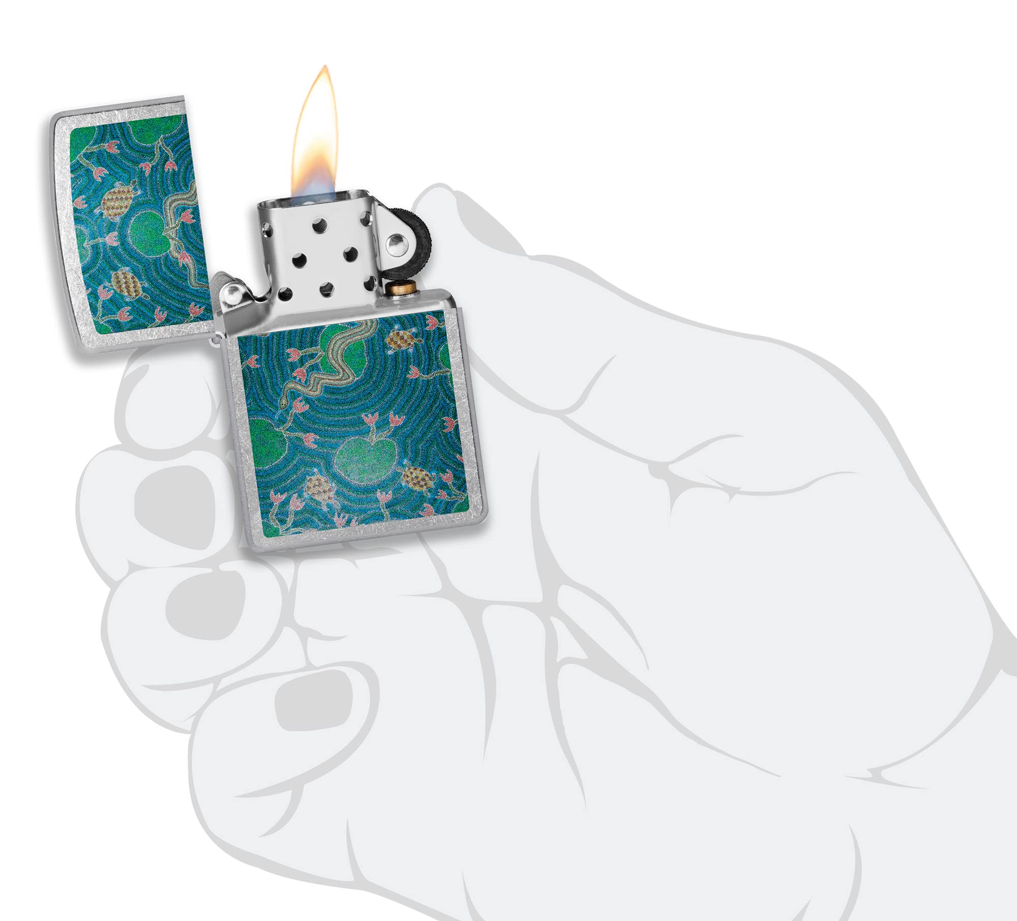 Zippo John Smith Gumbula Snake & Turple Design Street Chrome Pocket Lighter