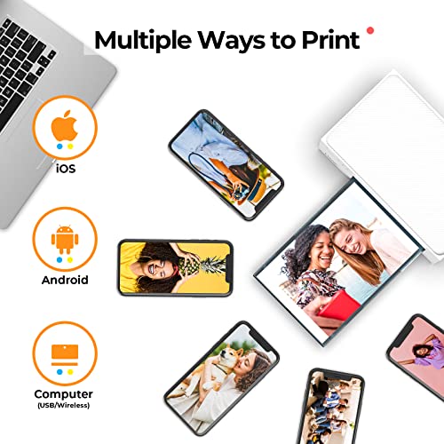 Liene 4x6'' Photo Printer, Photo Printer (100 Sheets), Full-Color Photo, Portable Instant Photo Printer for iPhone, Thermal Dye Sublimation, Wi-Fi Picture Printer w/ 100 Sheets Paper & 3 Cartridges