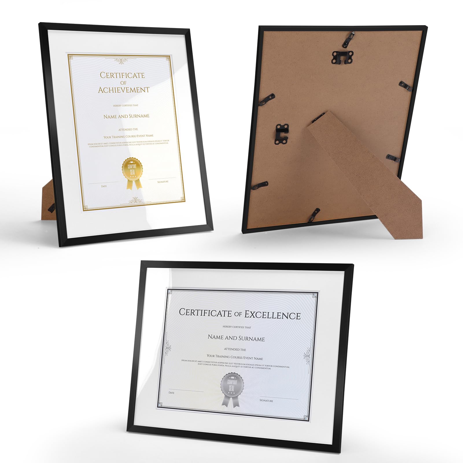 Giftgarden 10Pack 8.5x11 Picture Frame with Mat, 11x14 Matted to 8.5 x 11 Certificate Diploma Award Document Degree, Multi 14x11 Black Frames for Wall or Tabletop Display