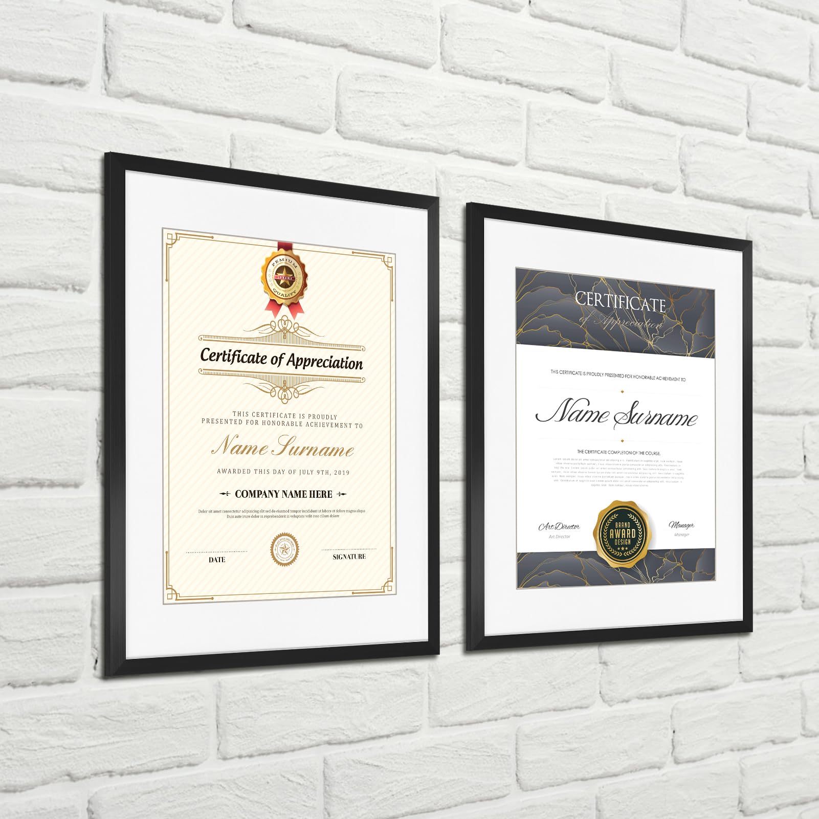 Giftgarden 10Pack 8.5x11 Picture Frame with Mat, 11x14 Matted to 8.5 x 11 Certificate Diploma Award Document Degree, Multi 14x11 Black Frames for Wall or Tabletop Display