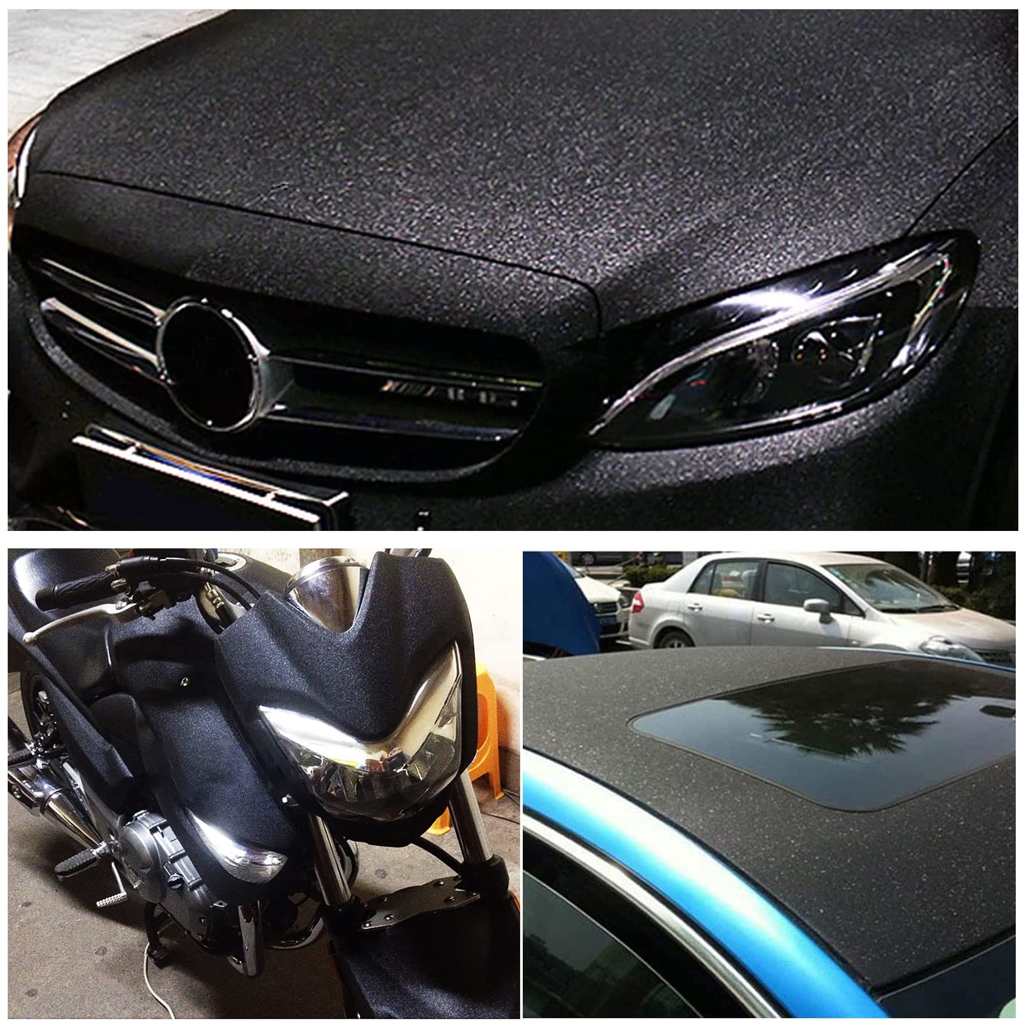 Lypumso Black Diamond Vinyl Wrap, Matte Black Sparkle Car Wrap Film, Vehicle Decor Sticker Bubble Free Self-Adhesive, Car Wrapping DIY Decals Auto Motocycle Bicycle Truck Exterior Interior (1ft x 5ft)
