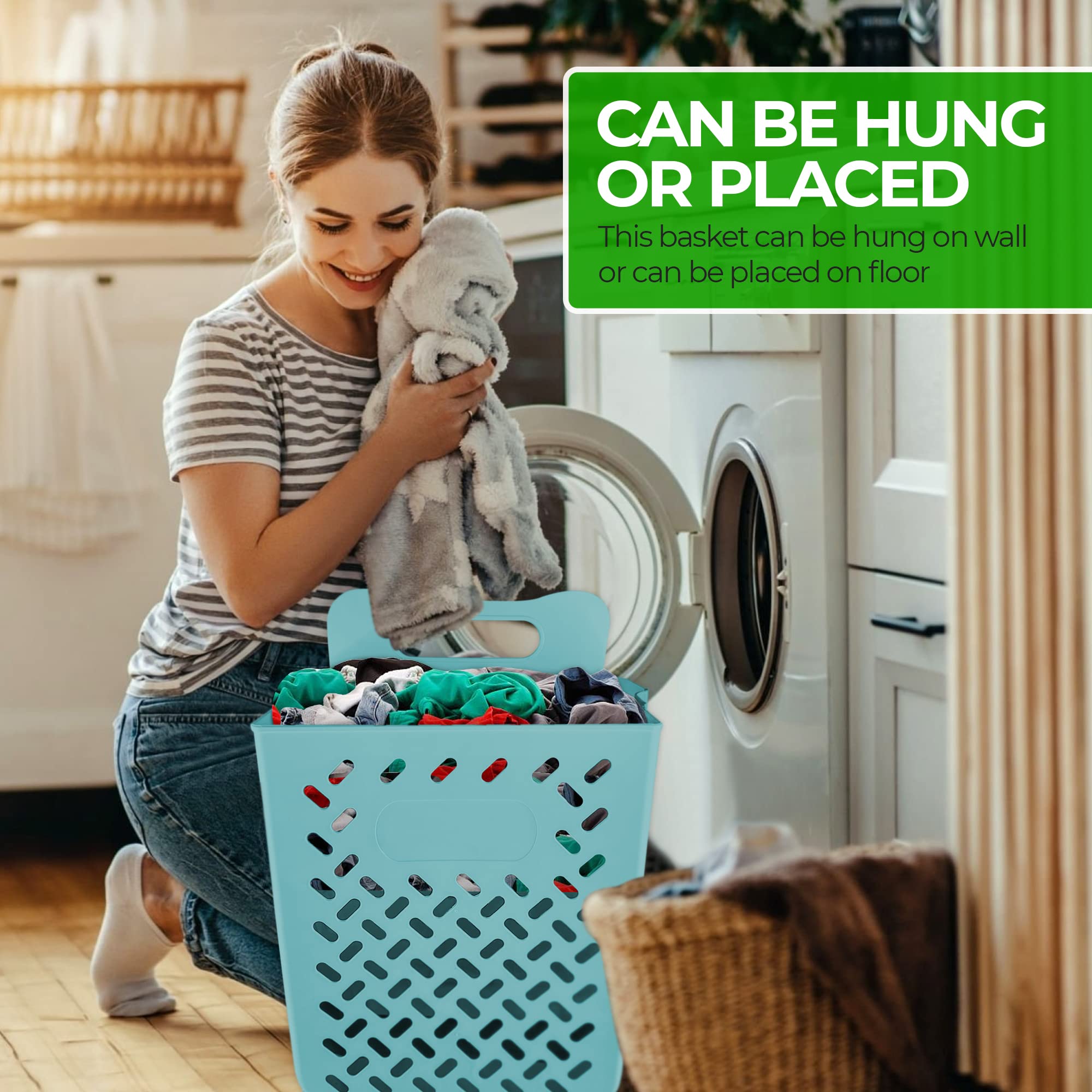 COZYVIBE Foldable Plastic Laundry Basket, Durable and Lightweight, Ideal for Home Storage