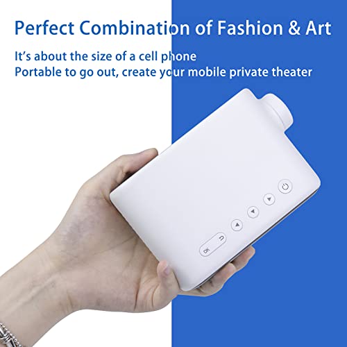 JIEFOCH Mini Projector Supported 1080P Full HD Movie Portable Outdoor Projector Video Projector for Laptop TV-Box, Compatible with HDMI USB Audio AV Interfaces and Remote Control(White)