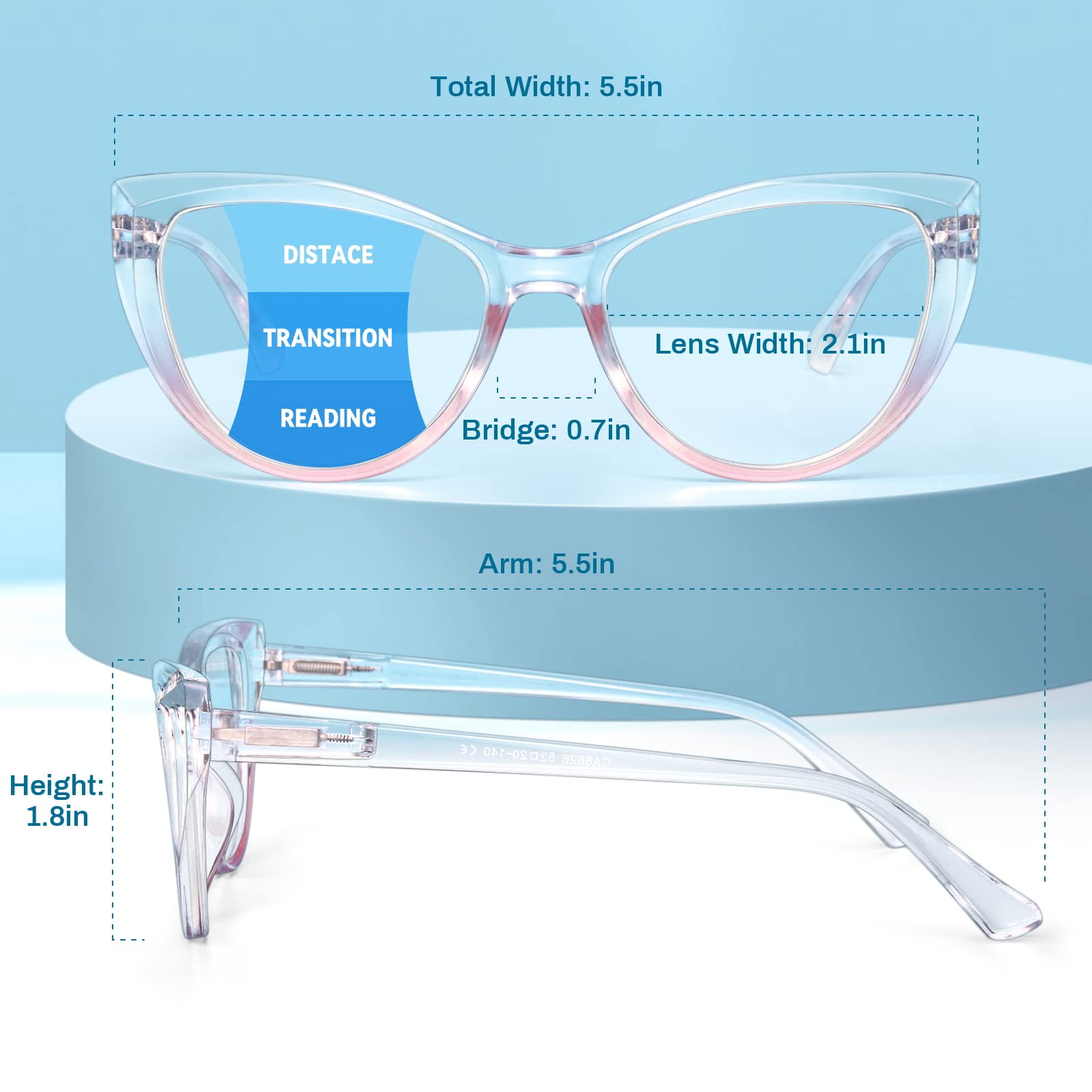 Gaoye 3 Pack Cat Eye Progressive Multifocal Readers+2 Pack Reading Glasses Women, Computer Magnifying Blue Light Blocking Readers Anti Glare (A1 5 PACK MIX, 1.5, multiplier_x)