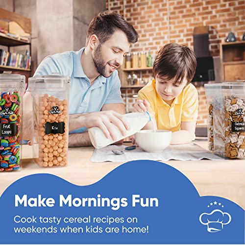 Cereal Containers Storage Set Large (4L,135.2 Oz), Airtight Food Storage Containers for Kitchen & Pantry Organization, Cereal Storage Container Set for Crunchiness, BPA Free Dispenser Keepers