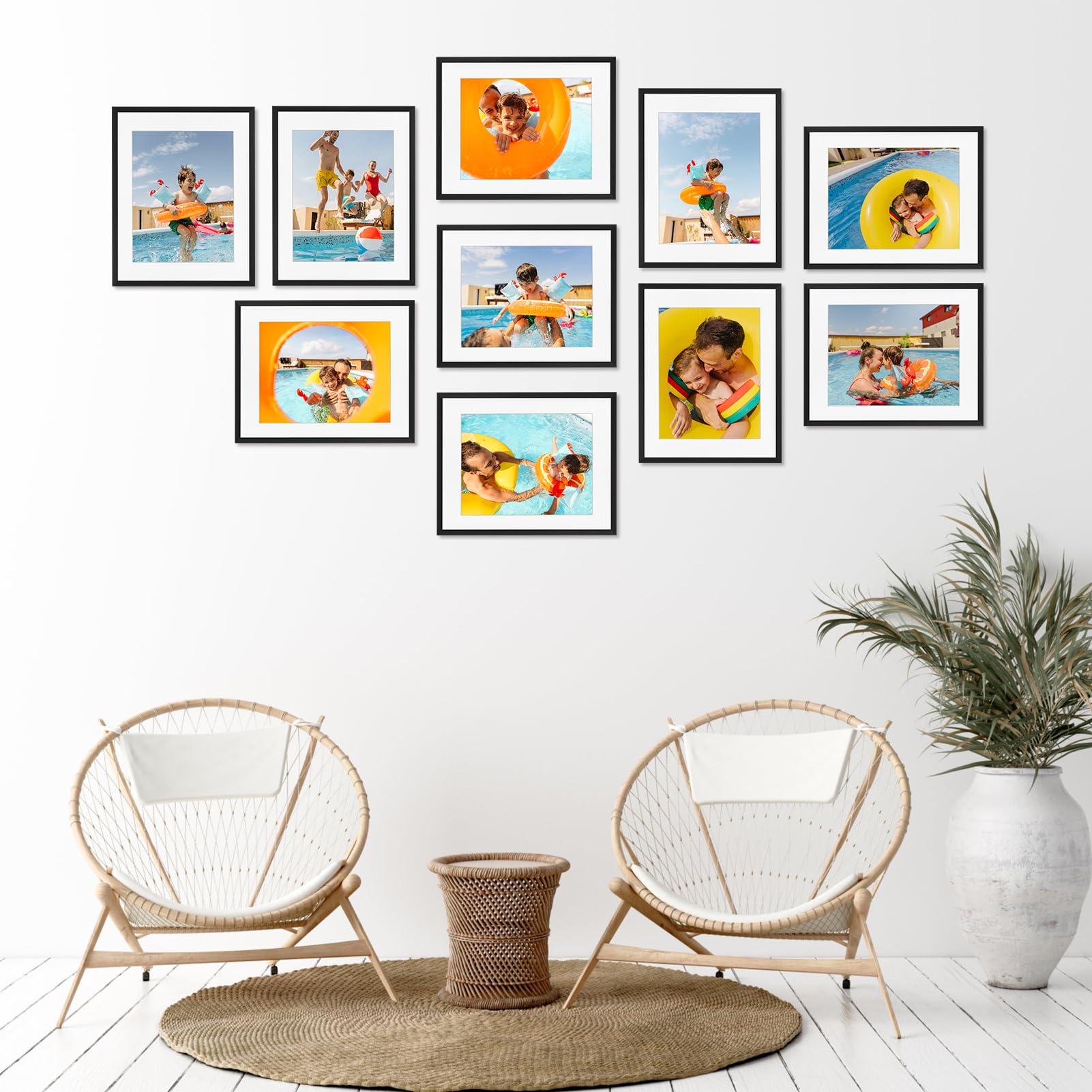 Giftgarden 10Pack 8.5x11 Picture Frame with Mat, 11x14 Matted to 8.5 x 11 Certificate Diploma Award Document Degree, Multi 14x11 Black Frames for Wall or Tabletop Display