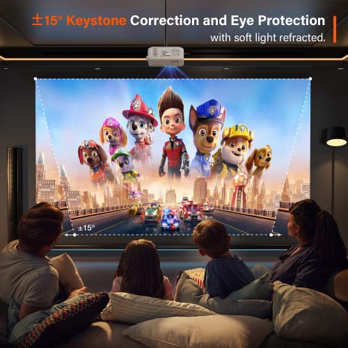 Mini Projector, VOPLLS 1080P Full HD Supported Video Projector, Portable Outdoor Home Theater Movie Projector, 50% Zoom, Compatible with HDMI, USB, AV, Smartphone/Tablet/Laptop/PC/TV Box