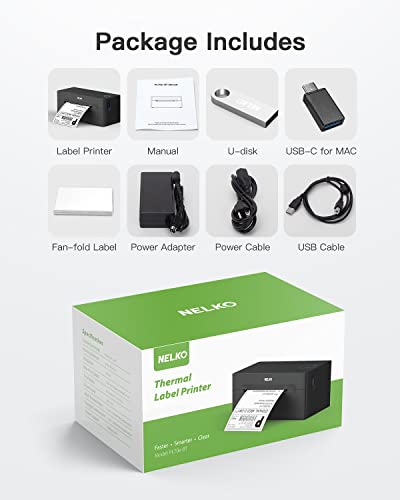 Nelko Bluetooth Thermal Shipping Label Printer, Wireless 4x6 Shipping Label Printer for Small Business, Support Android, iPhone and Windows, Widely Used for Amazon, Ebay, Shopify, Etsy, USPS