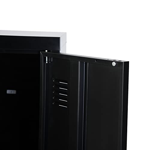 FurnitureR Metal Storage Organizer Office File Cabinet Floor Standing 54.1 inches1 Door 3 Shelves Removable, Commercial Home Use, Black