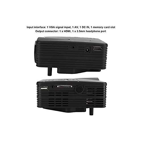 Home Cinema Projector, Mini Portable Vedio Movie Projector 1920x1080 80LM HD Small Vedio Projector, Compatible with Desktop / DVD / Mobile Phone / Game Console(Black)