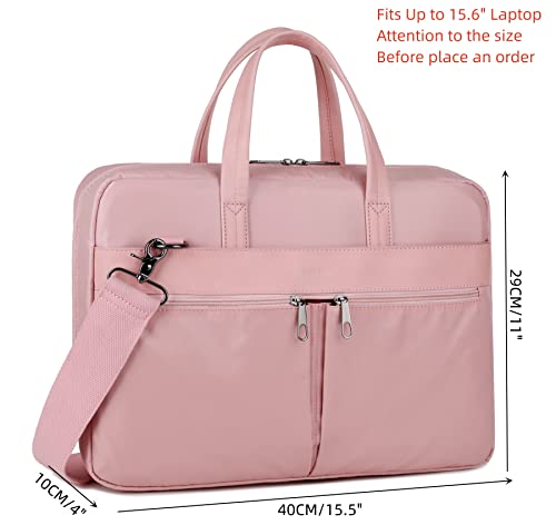 Laptop Bag for Women Computer Shoulder Bag 15.6 inch Laptop Tote Purse Set Business Briefcase Handbag Waterproof BC-02 (Pink)