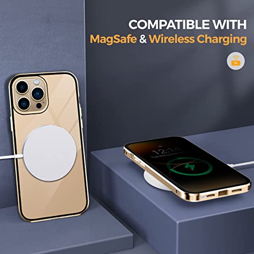 [CD Loop+Safety Lock] Magnetic Case for iPhone 13 Pro Max,[Privacy Screen with Camera Protector][Electroplating Metal Bumper] Double Sided 9H Glass Compatible with MagSafe Case for iPhone 13 Pro Max