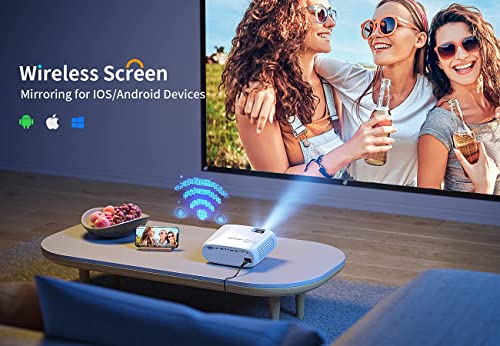 Projector with WiFi, 2023 Upgrade 9000L [100" Projector Screen Included] Projector for Outdoor Movies, 1080P Supported Mini Projector Compatible with TV Stick, iOS, Android, PS5