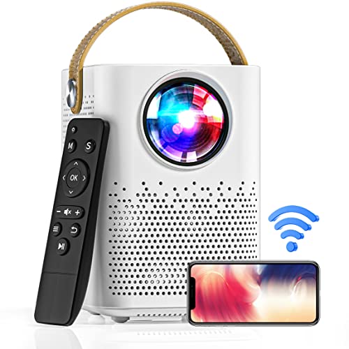 Laptop Projector WiFi Computer Projector Portable Video Outdoor Home Cinema HDMI 1080P/4K Support 8000L 120" Compatible with Smartphone Stick/PS4/USB/Tablet/Laptop/PC EXCEL PPT iOS Android V2-White
