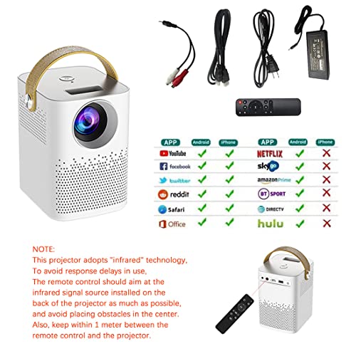 Laptop Projector WiFi Computer Projector Portable Video Outdoor Home Cinema HDMI 1080P/4K Support 8000L 120" Compatible with Smartphone Stick/PS4/USB/Tablet/Laptop/PC EXCEL PPT iOS Android V2-White