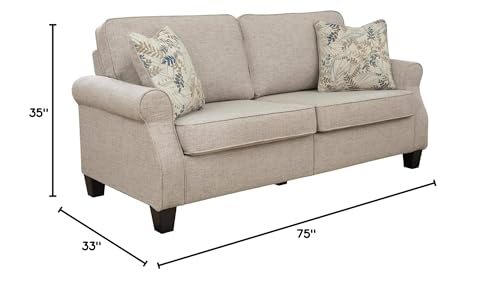 Signature Design by Ashley Alessio Modern Sofa and Loveseat with Throw Pillows, Beige