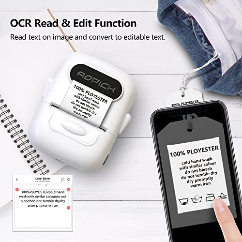 AOPICK Label-Maker Barcode-Label-Printer, P50 Portable Thermal Label Maker Machine with Tape for Address, Clothing, Jewelry, Retail, Barcode, Small Business Home Office Compatible iOS Android-White