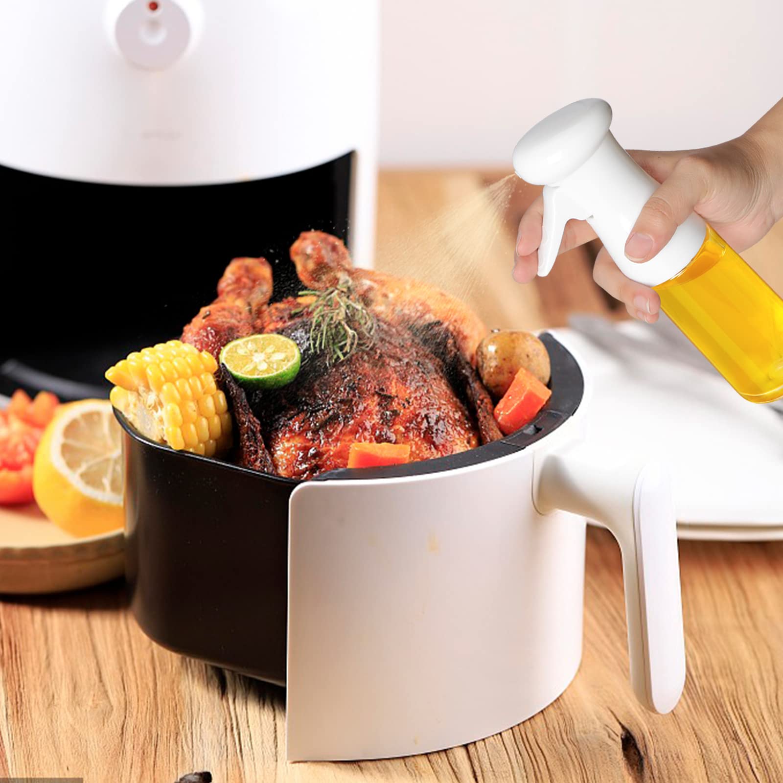 Chling Oil Sprayer for Cooking, 200ml Glass Olive Oil Sprayer Mister Bottle Kitchen Gadgets Accessories for Air Fryer Salad BBQ Baking Roasting White