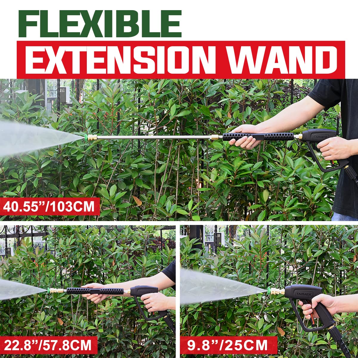 YAMATIC Pressure Washer Gun and Wand with 5 Spray Nozzles, M22-14mm & M22-15mm Fitting Replacement for Ryobi, Karcher, Greenworks, Craftsman, Troy bilt Power Washers, 4000 PSI