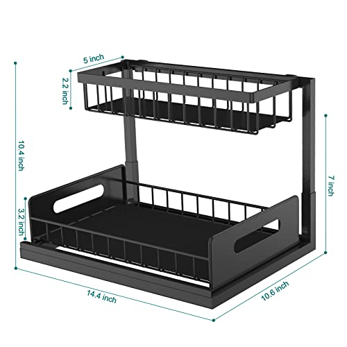 Under Sink Organizer, Bukfen Pull Out Cabinet Organizer 2-Tier Slide Out Sliding Shelf Under Cabinet Storage Multi-Use for Under Kitchen Bathroom Sink Organizers and Storage