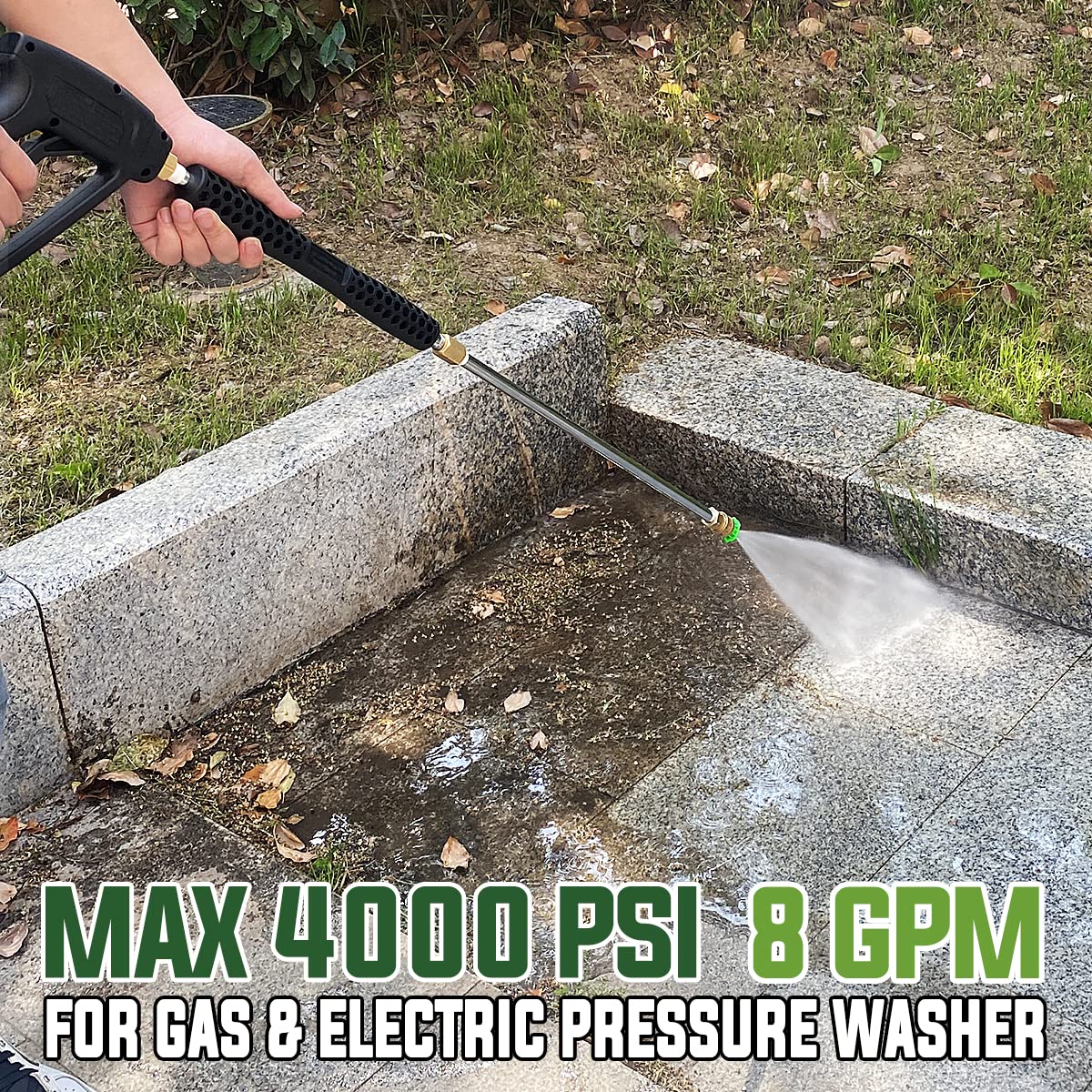 YAMATIC Pressure Washer Gun and Wand with 5 Spray Nozzles, M22-14mm & M22-15mm Fitting Replacement for Ryobi, Karcher, Greenworks, Craftsman, Troy bilt Power Washers, 4000 PSI