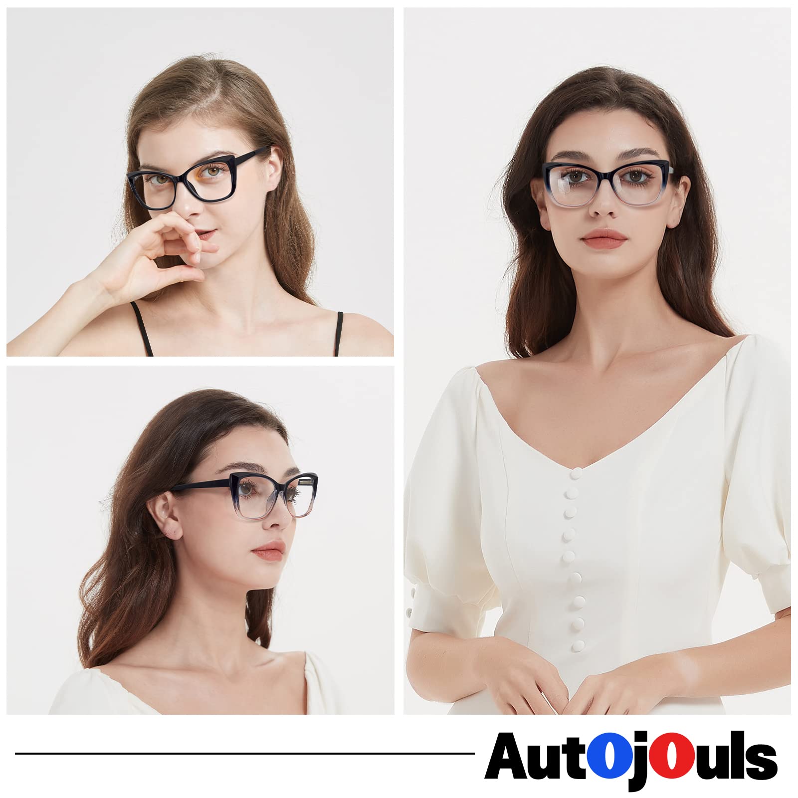 Autojouls 3-Pack Reading Glasses for Women,Oprah Style Frame Spring Hinge Clear Lens Readers Glasses, Black BlackPink Transparent 1.5 x