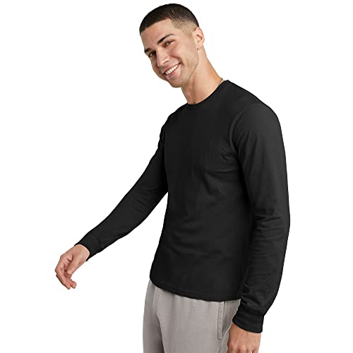 Hanes Originals Long Sleeve Cotton T-Shirt, Classic Crewneck Tee for Men, Available in Tall, Black, X Large