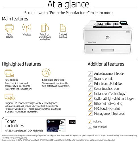 HP LaserJet Pro M402dn Laser Printer with Built-in Ethernet & Double-Sided Printing, Amazon Dash replenishment ready (C5F94A), A4