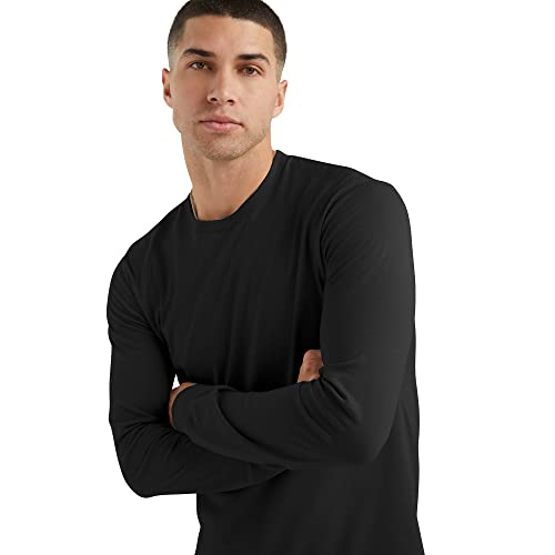 Hanes Originals Long Sleeve Cotton T-Shirt, Classic Crewneck Tee for Men, Available in Tall, Black, X Large