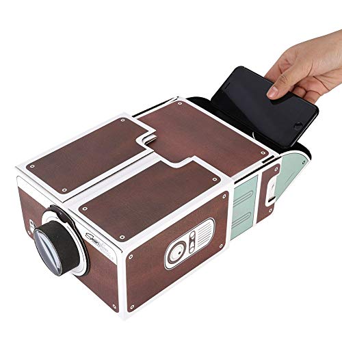 ASHATA Second Generation Mini Projector Proyector Movil DIY Home Portable Smart Mobile Phone Projector for Home Cinema Brown