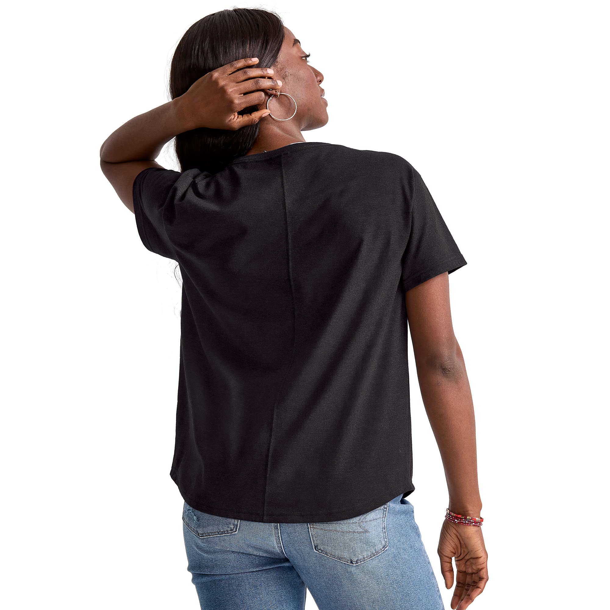 Hanes Comfortblend Standard Originals Oversized T-Shirt, Cotton Crewneck Tee for Women, Plus, Black, Medium