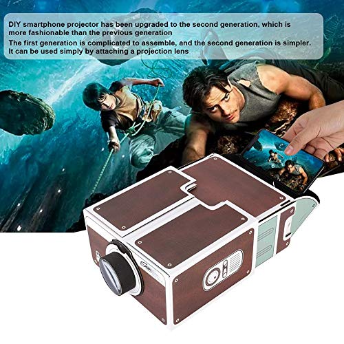 ASHATA Second Generation Mini Projector Proyector Movil DIY Home Portable Smart Mobile Phone Projector for Home Cinema Brown