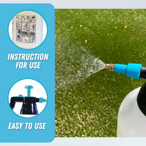 AGRICAS 0.5 Gallon Hand Pump Sprayer, 2L Pressure Garden Sprayer, Handheld Weed Sprayer with Adjustable Brass Nozzle, Pump Mister, Lawn and Garden Care, Watering, Outdoor and Auto - Multi-Purpose