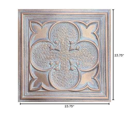 TD35 Weathered Copper PVC Ceiling tile, Box of 10 2'X2' Glue up/Drop in Tiles, covers 40 sq.ft. Easy to install, great for DIY project. Gorgeous antique look ceiling, ideal for pubs, restaurants etc.