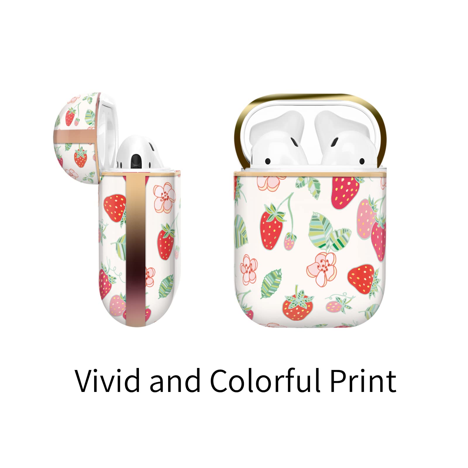 Berkin Arts Compatible with AirPods 1st Generation Case, AirPods 2nd Generation Case Ultra Slim Protetive Cover with Keychain Pop Surrealism Strawberry