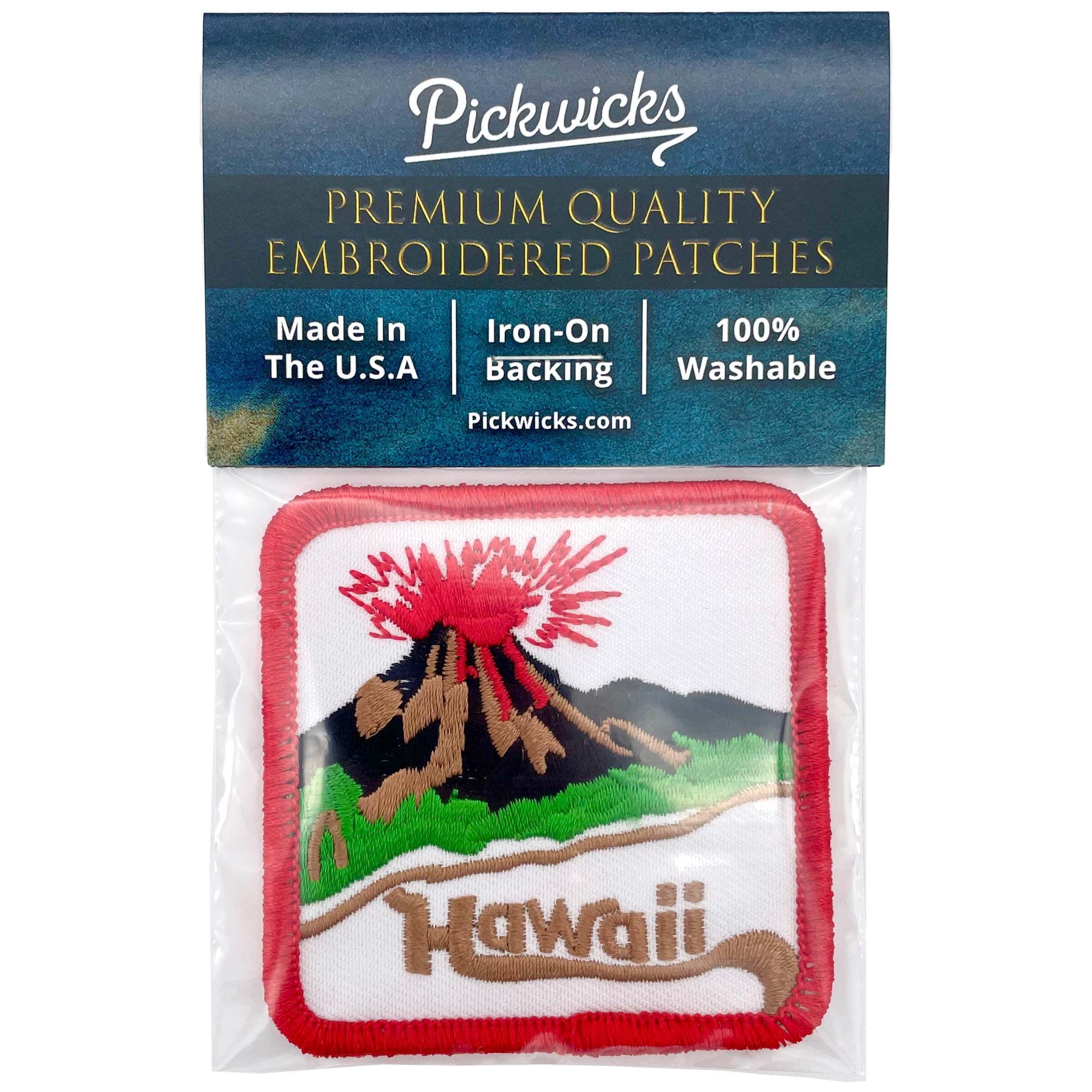 Hawaii Volcano Patch w/Iron-On Adhesive - Mauna Loa Kilauea Travel Embroidered Applique