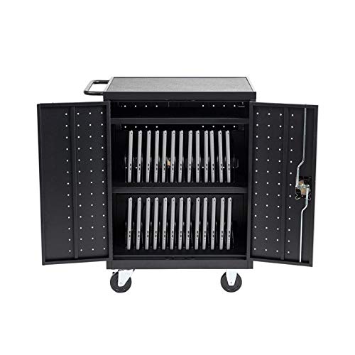 Pearington 32 Device Mobile Charging and Storage Cart & Olympia Tools 85-188 Pack-N-Roll Folding Collapsible Service Cart, Black, 50 Lb. Load Capacity per Shelf