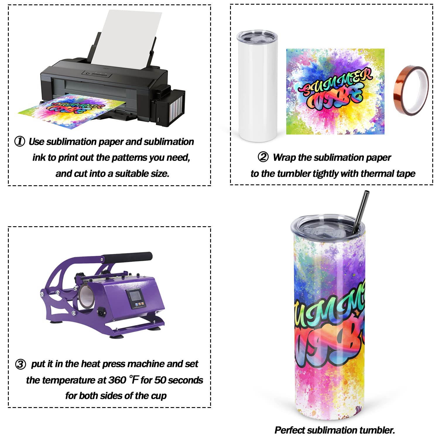 Micellwuu 50 Pack Sublimation Tumblers Bulk 20 oz Skinny Straight,Stainless Steel Sublimation Blanks Cups White, Individually Boxed