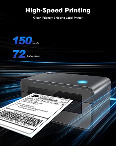 POLONO Thermal Label Printer, PL60 4x6 Label Printer for Shipping Packages, Thermal Label Maker, Compatible with Amazon, Ebay, Etsy, Shopify, FedEx, UPS, etc, Support Windows, Mac, Linux (Gray)
