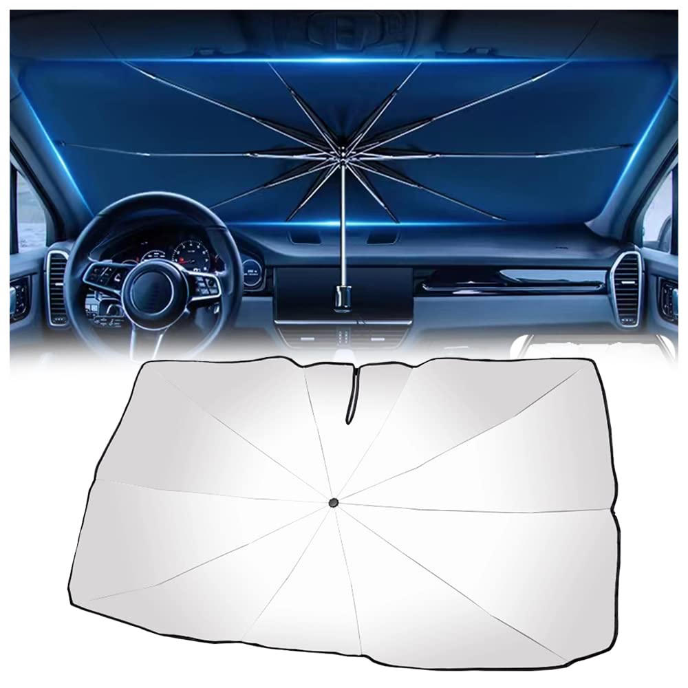 Foldable Windshield Umbrella Sun Shade with Storage Pouch,99% UV Blocking Sun Visor, Interior Accessories Sun Heat Protection,Universal Size Sun Shade Cover for Car Truck SUV