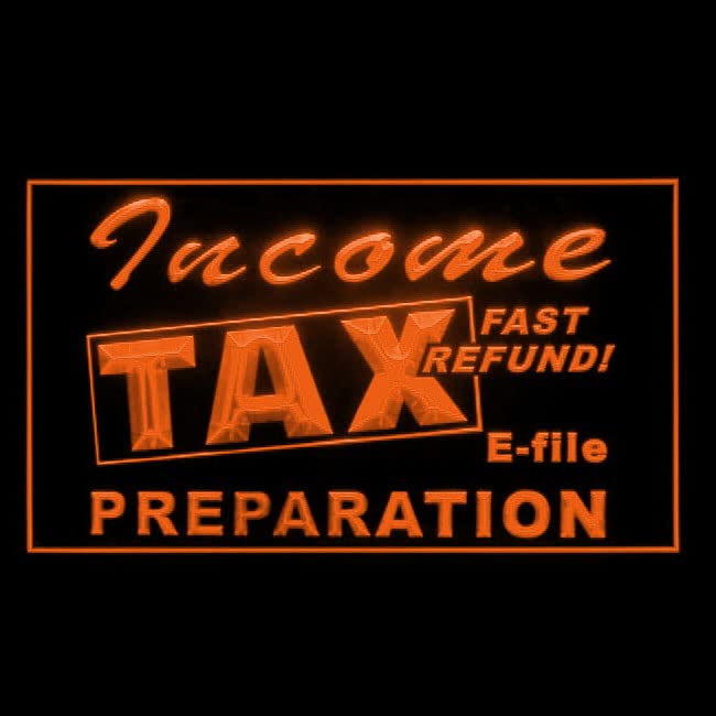 190176 Income Tax Preparation Easily File Federal and State Office Service Display LED Light Neon Sign (12" X 8", Orange)