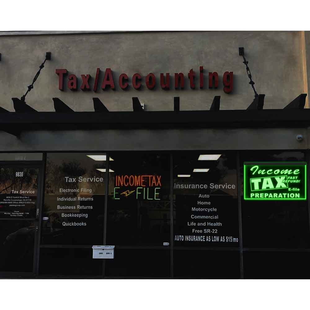 190176 Income Tax Preparation Easily File Federal and State Office Service Display LED Light Neon Sign (12" X 8", Orange)