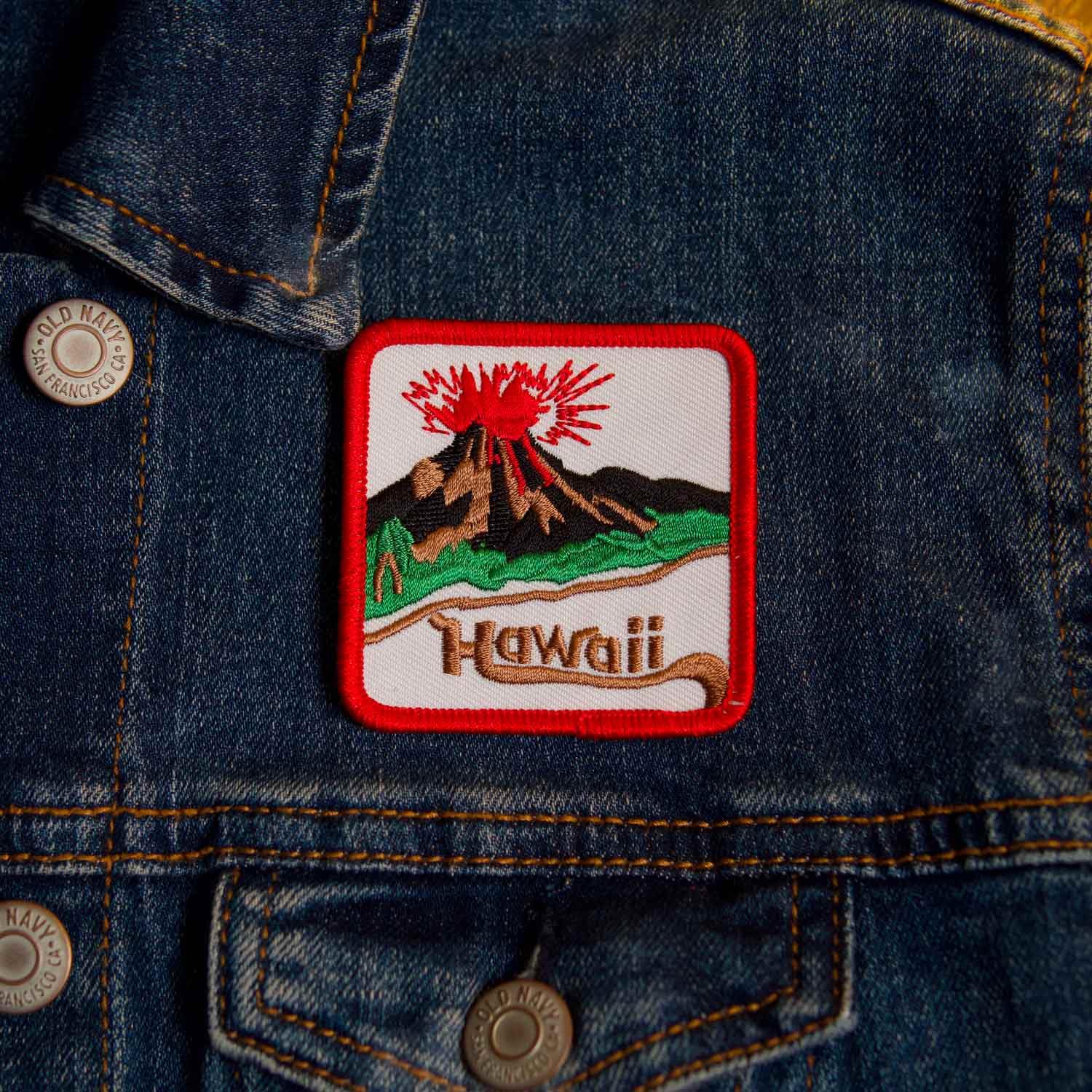 Hawaii Volcano Patch w/Iron-On Adhesive - Mauna Loa Kilauea Travel Embroidered Applique