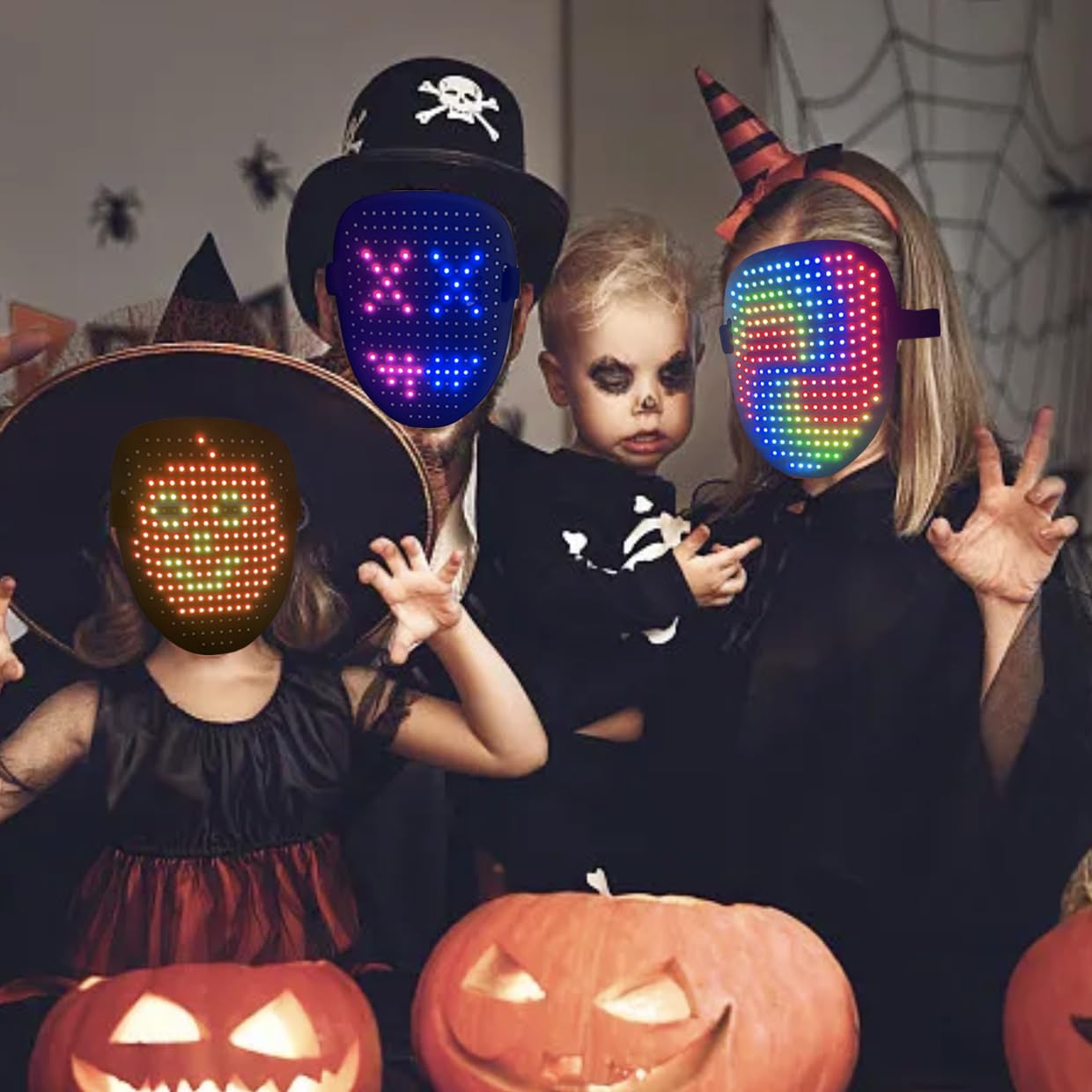 COKOTEE Led Mask, Light up Mask with Gesture Sensing, Face Transforming Masks for Halloween Festival Cosplay Costume Masquerade Parties, gifts